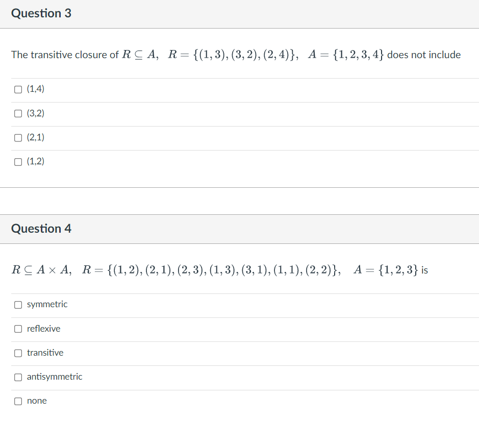 Solved The transitive closure of | Chegg.com
