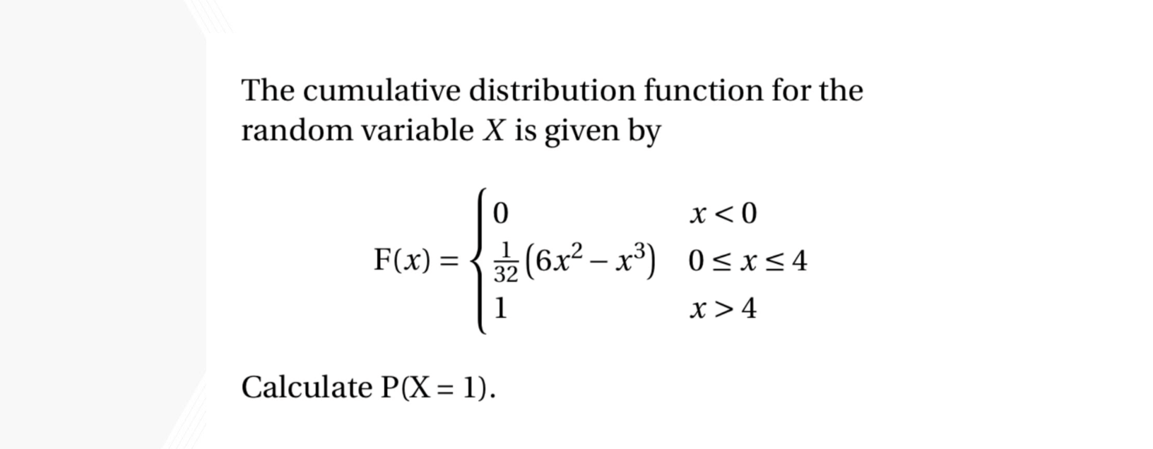 Solved The cumulative distribution function for the random | Chegg.com