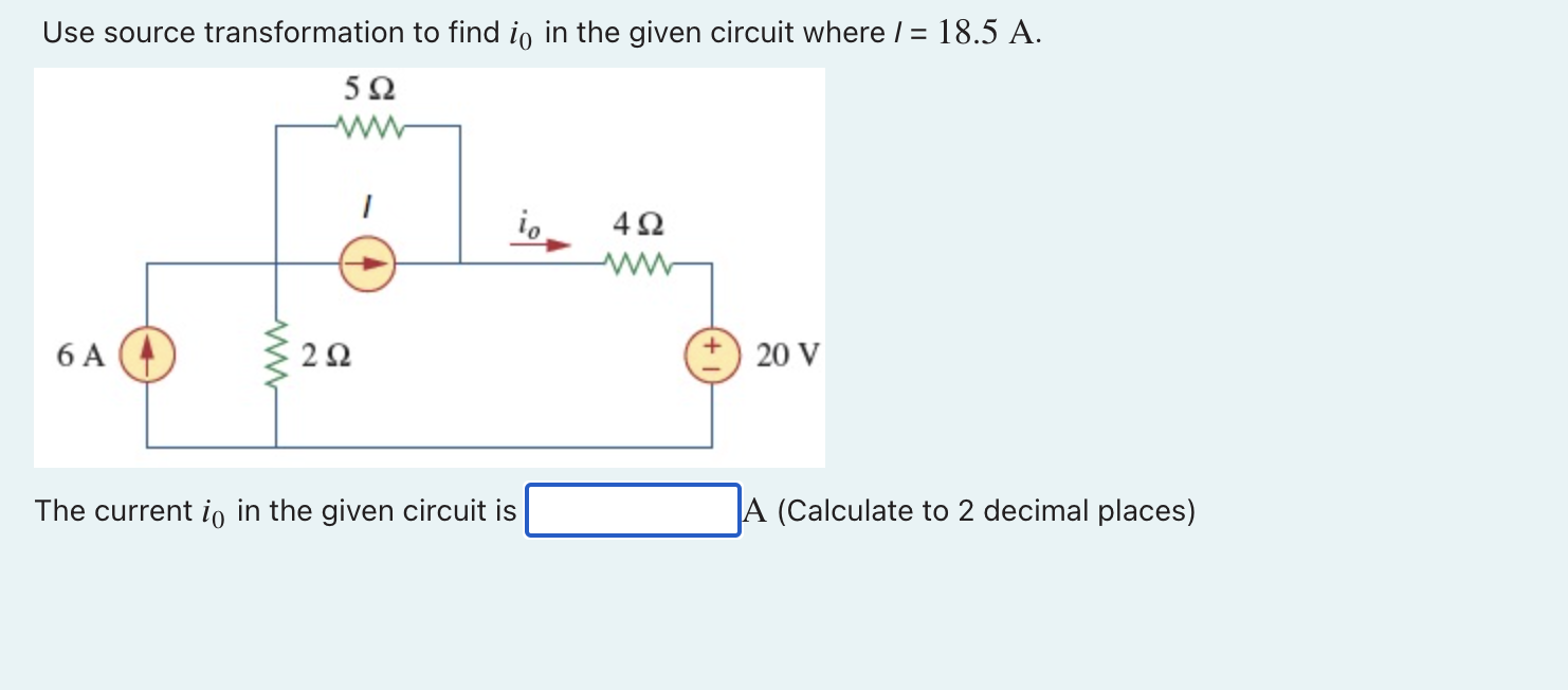 Solved Use source transformation to find i0 in the given | Chegg.com