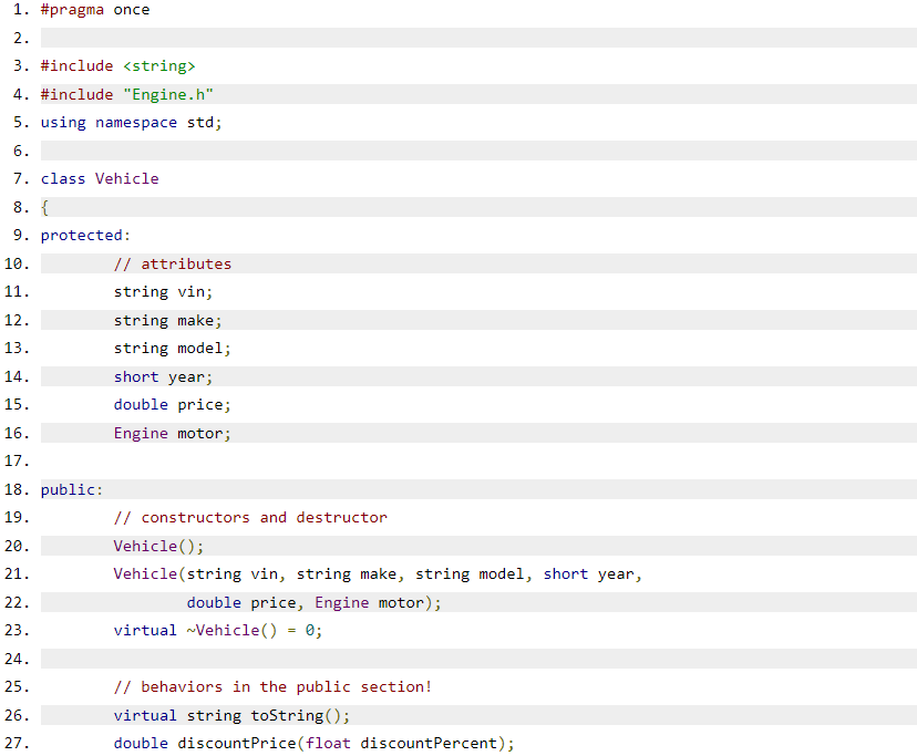 Solved Change the Vehicle class to an abstract class in your | Chegg.com