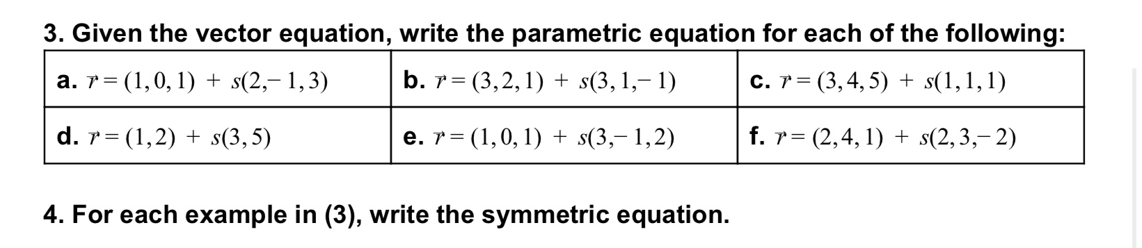 Solved 4. For each example in (3), write the symmetric | Chegg.com