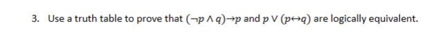 Solved 3. Use a truth table to prove that (¬p∧q)→p and | Chegg.com