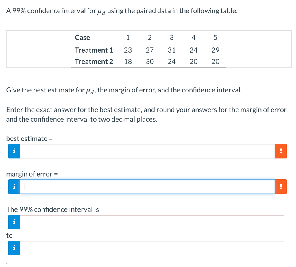 Solved A 99% confidence interval for ud using the paired | Chegg.com