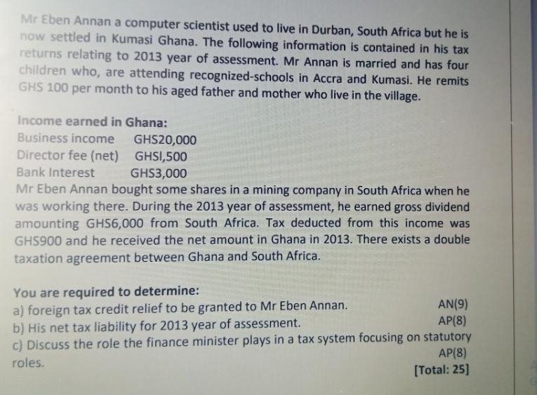 Mr Eben Annan a computer scientist used to live in | Chegg.com