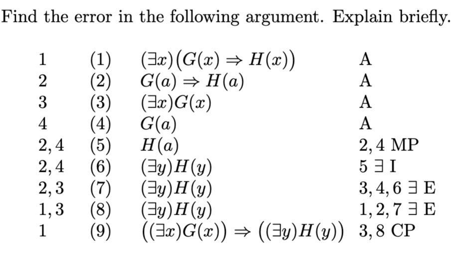 Solved Find the error in the following argument. Explain | Chegg.com