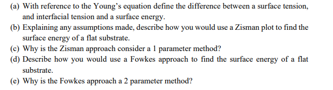 Solved (a) With reference to the Young's equation define the | Chegg.com