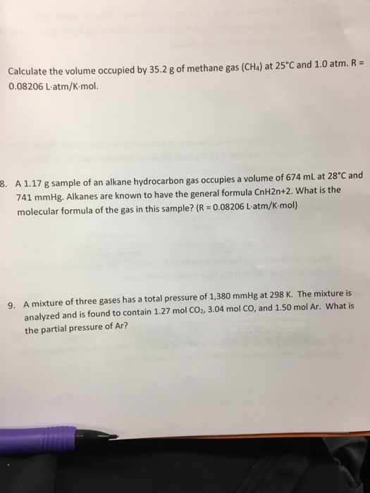 Solved Calculate the volume occupied by 35.2 g of methane | Chegg.com