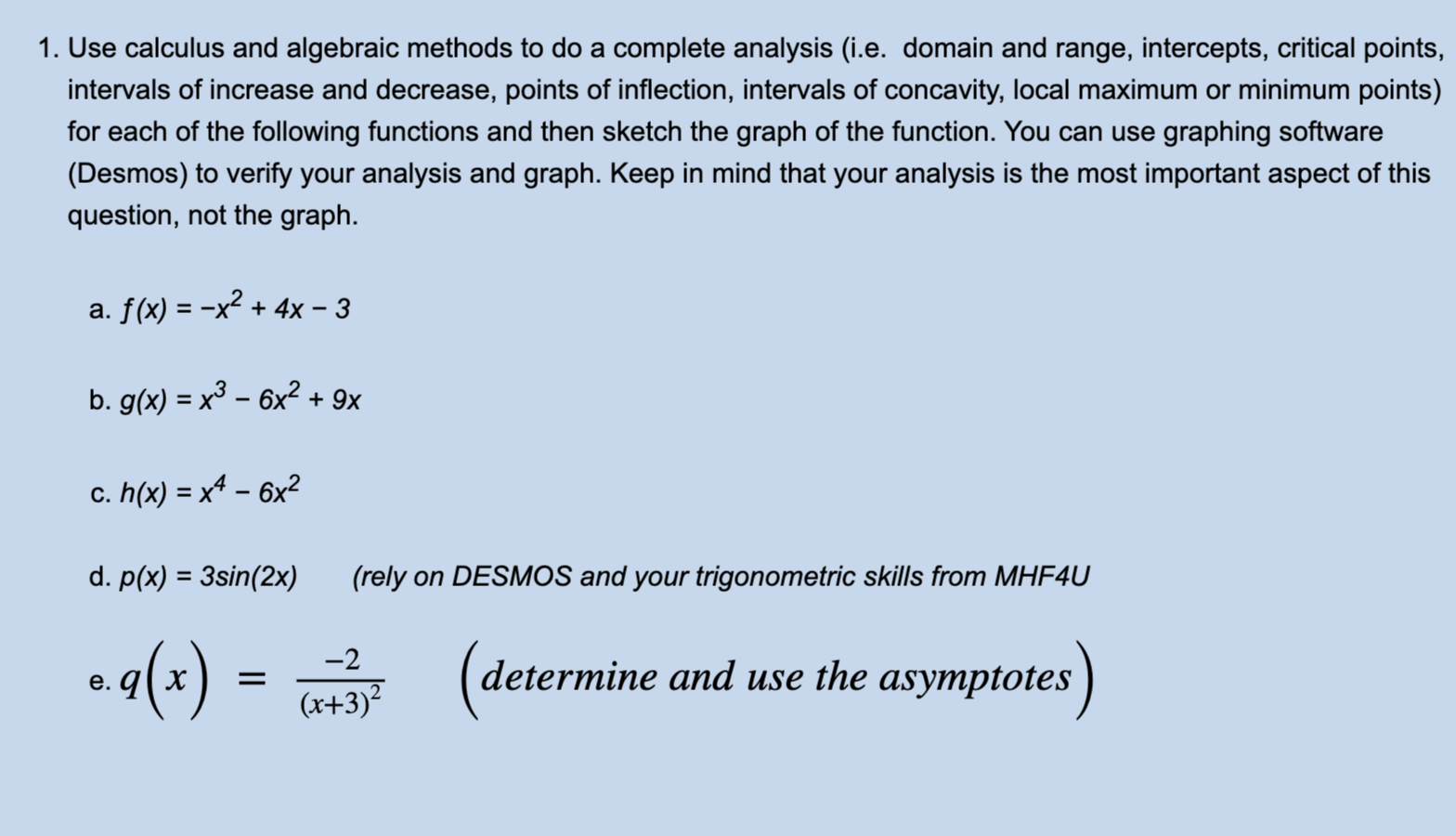 Solved 1. Use calculus and algebraic methods to do a | Chegg.com
