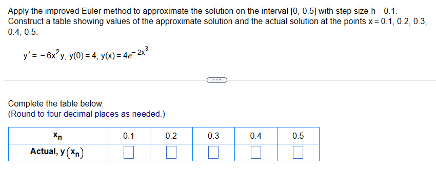 Apply the improved Euler method to approximate the | Chegg.com