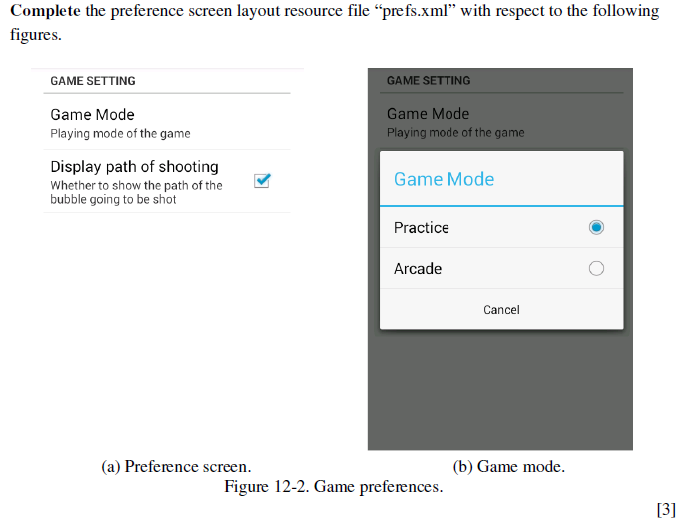 Solved Complete the preference screen layout resource file | Chegg.com