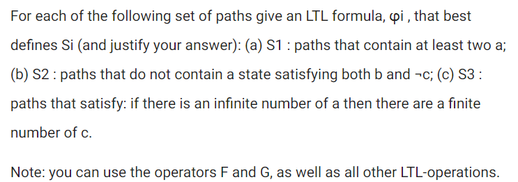 Solved For each of the following set of paths give an LTL | Chegg.com