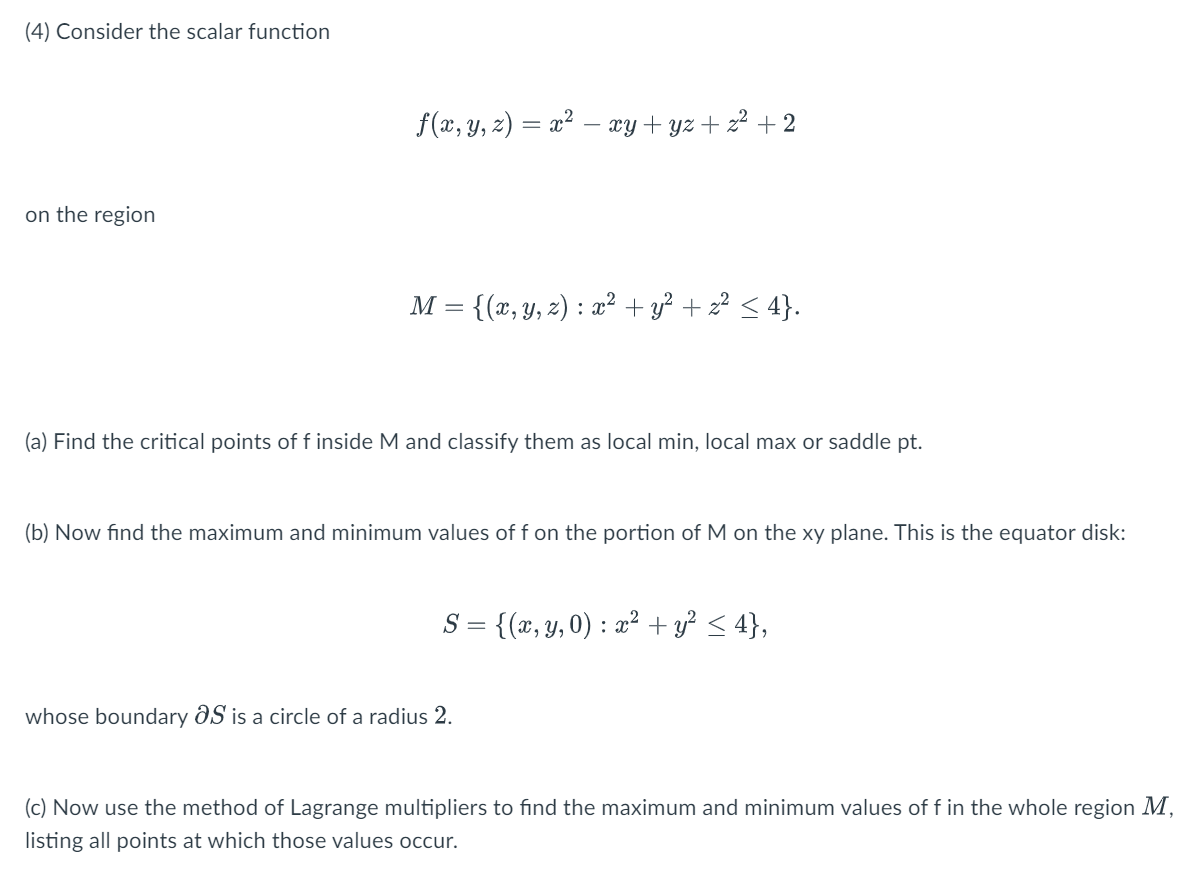 Solved 4 Consider The Scalar Function 4924