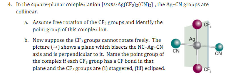 Solved 4. In the square-planar complex anion | Chegg.com
