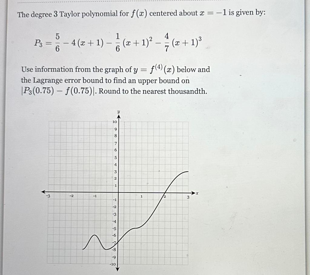 Solved The degree 3 Taylor polynomial for f(x) centered | Chegg.com
