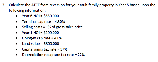 Calculate the ATCF from reversion for your | Chegg.com