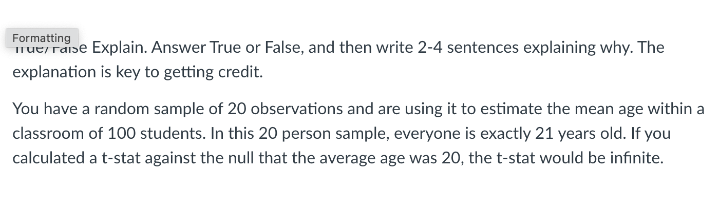Solved Formatting Formatting ॥Iuc/ / alse Explain. Answer | Chegg.com