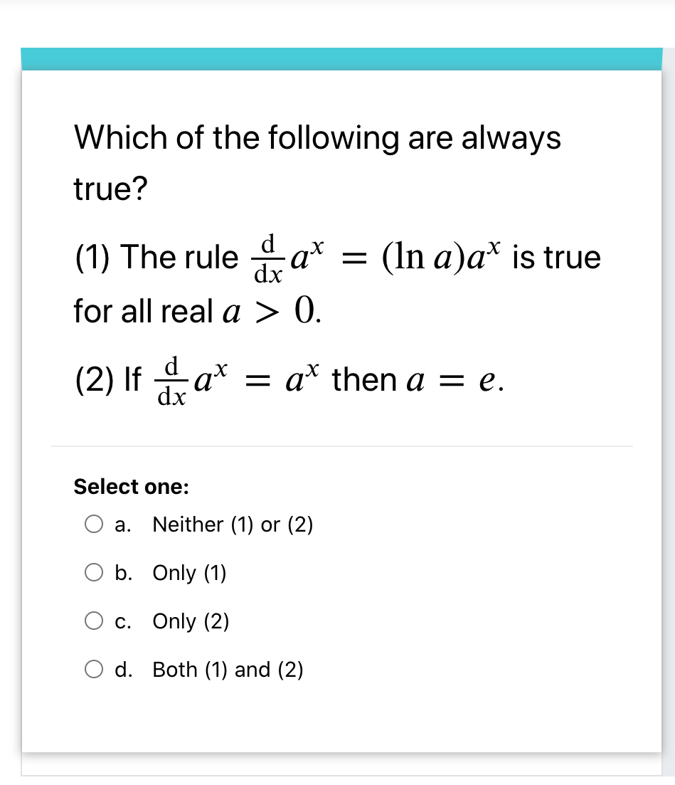 Solved Which of the following are always true? (1) The rule | Chegg.com