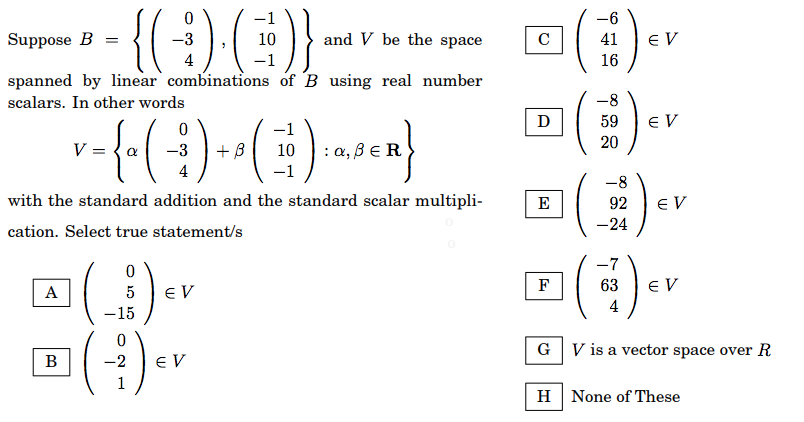 Solved EV 0 -1 Suppose B = -3 and V be the space 4 spanned | Chegg.com