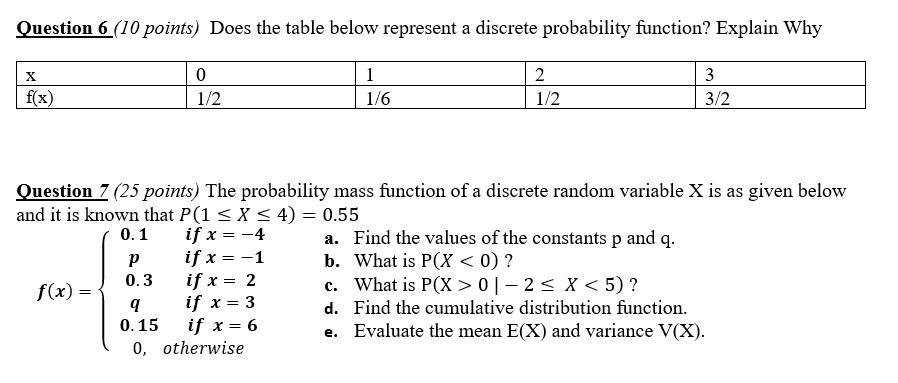 Solved Question 6 (10 points) Does the table below represent | Chegg.com