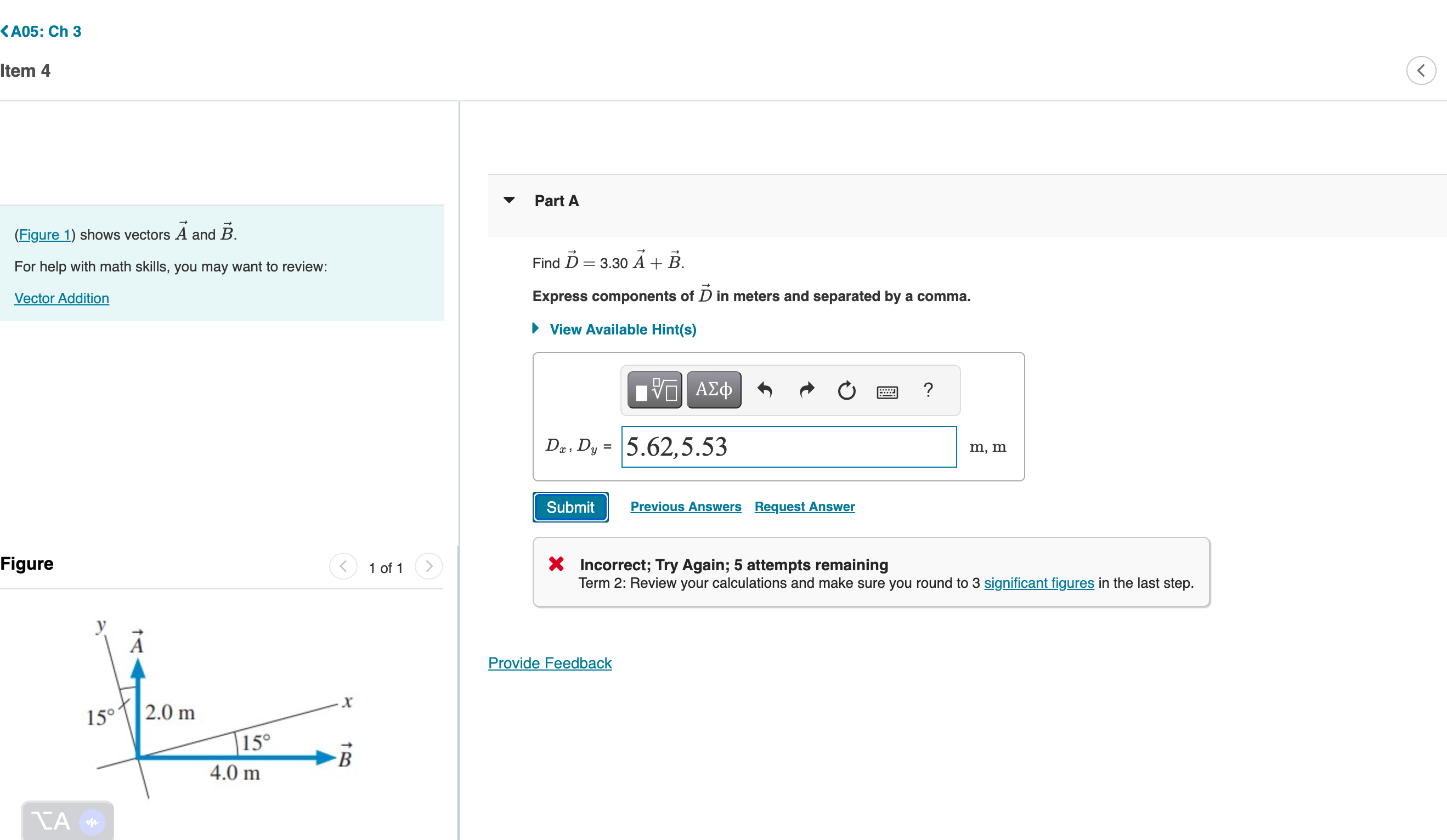 Solved Item 4(Figure 1) ﻿shows vectors vec(A) ﻿and | Chegg.com