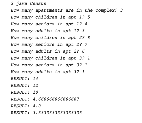 Solved 4. Apartment complex census [40 points Suppose the | Chegg.com