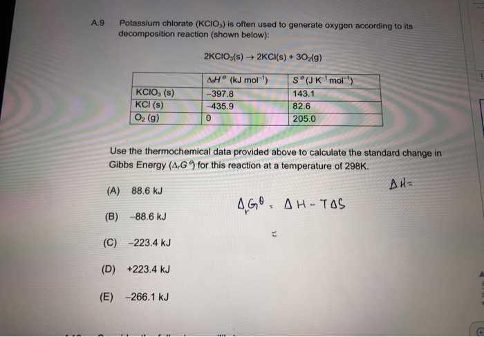 Solved Potassium chlorate (KCIO3) is often used to generate | Chegg.com
