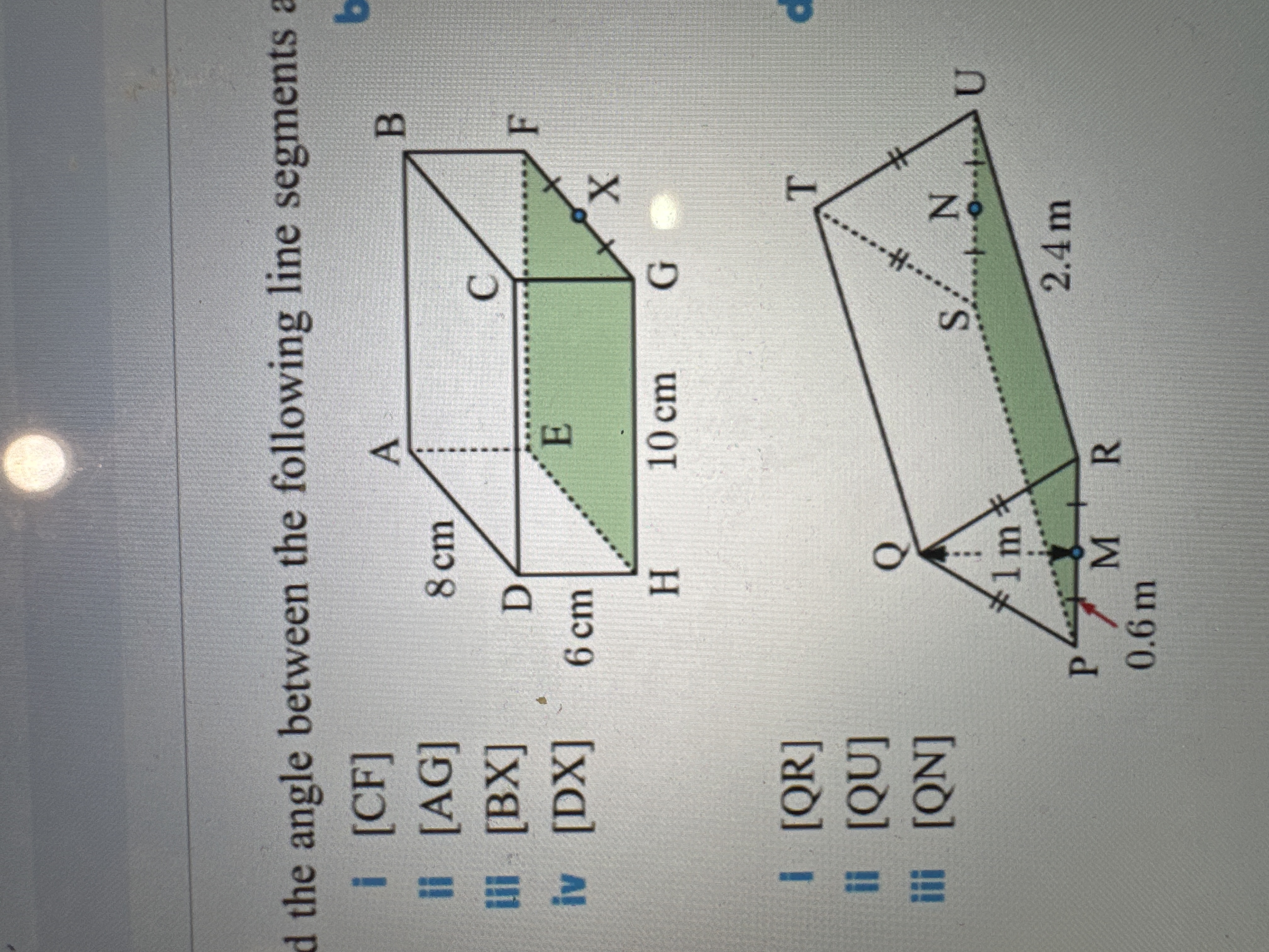 the angle between the following line segments ai | Chegg.com