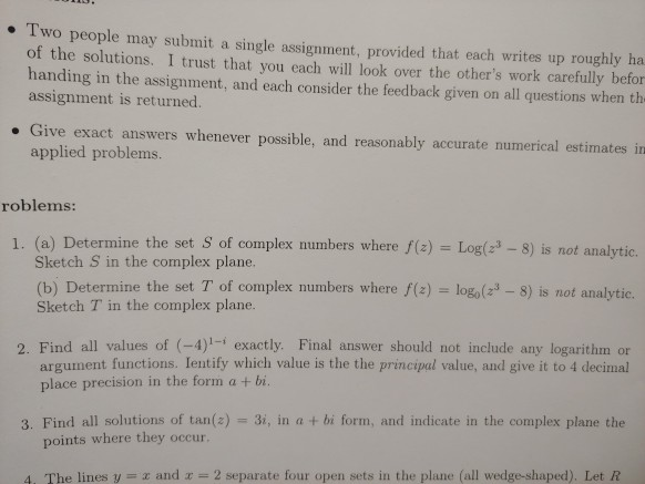 Solved Two people may submit a single assignment, provided | Chegg.com