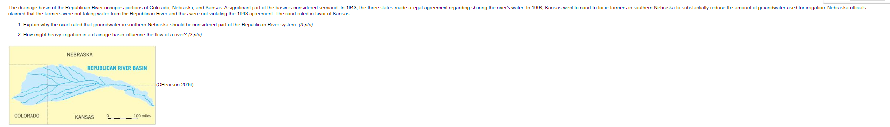 Solved The drainage basin of the Republican River occupies | Chegg.com