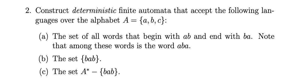 Solved 2 Construct Deterministic Finite Automata That