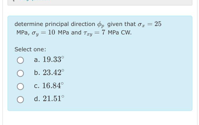 Solved determine principal direction φp ﻿given that | Chegg.com