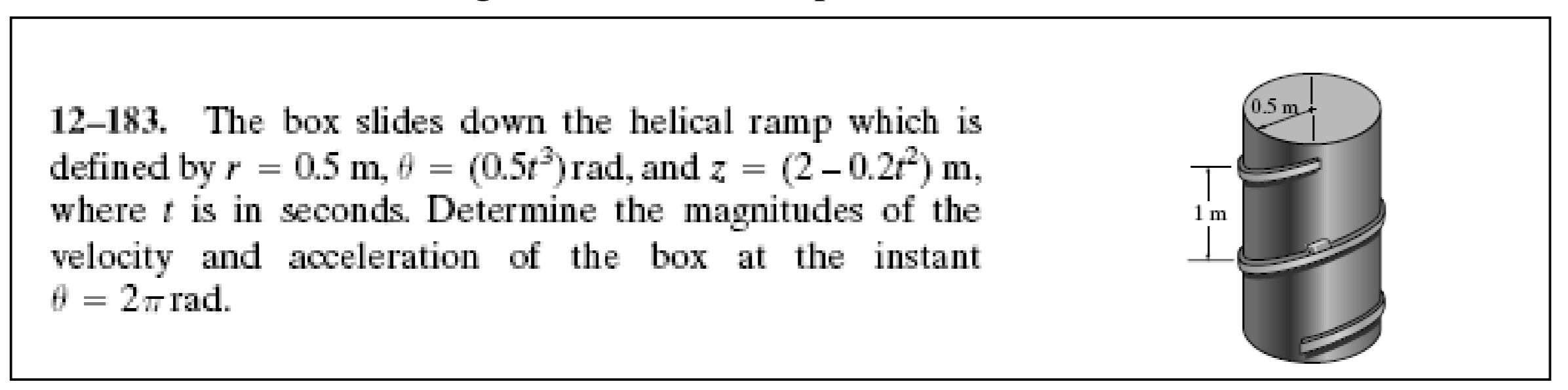 Solved 12–183. The box slides down the helical ramp which is | Chegg.com