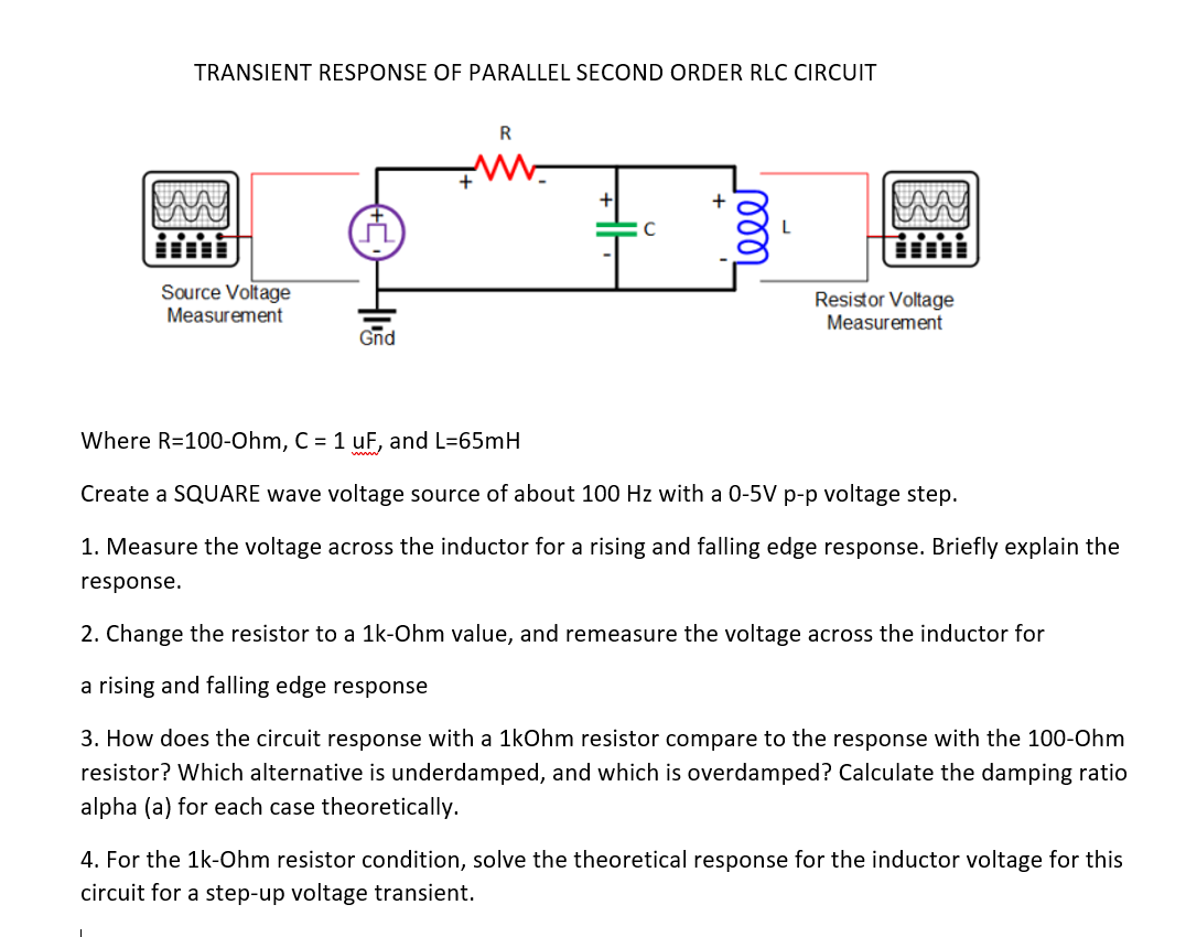 Solved TRANSIENT RESPONSE OF PARALLEL SECOND ORDER RLC | Chegg.com