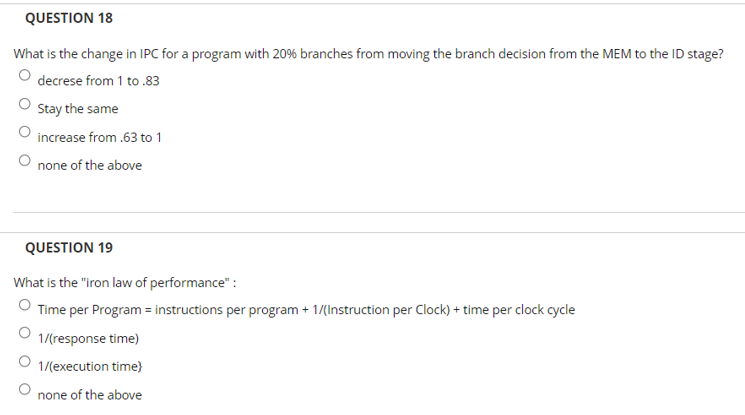 Solved QUESTION 18 What is the change in IPC for a program | Chegg.com