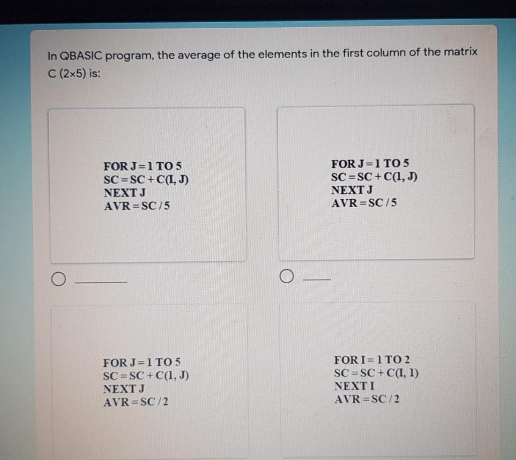 Solved In QBASIC program, the average of the elements in the | Chegg.com