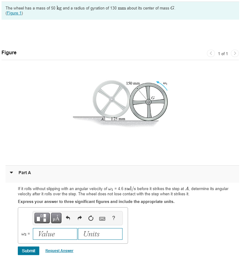 Solved The wheel has a mass of \\( 50 \\mathrm{~kg} \\) and | Chegg.com