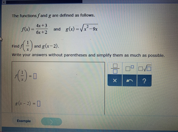 Solved The functions fand g are defined as follows. | Chegg.com