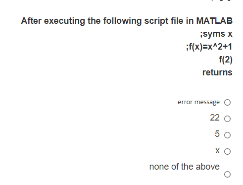 Solved After executing the following script file in MATLAB | Chegg.com