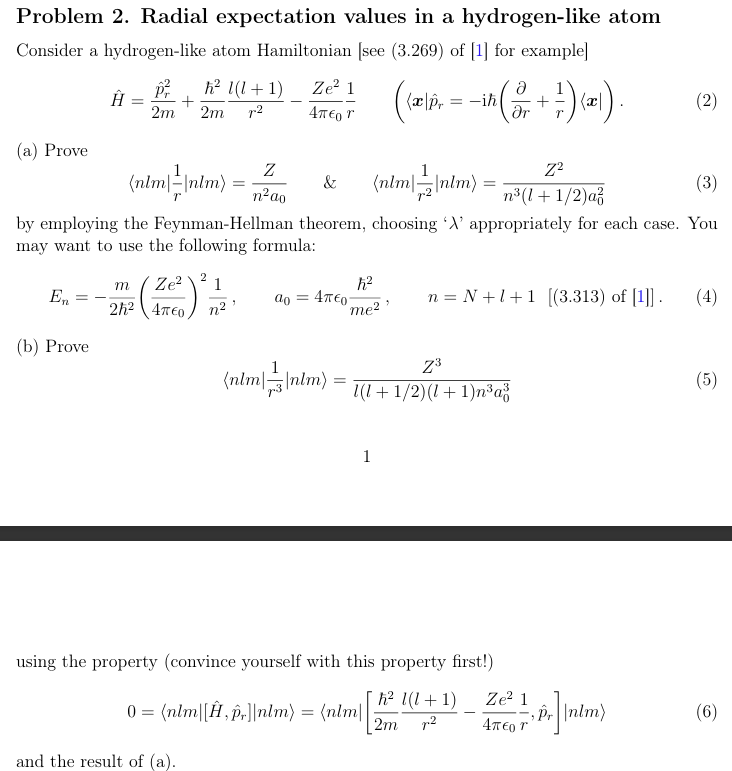 Solved Problem 2 ﻿radial Expectation Values In ﻿a 