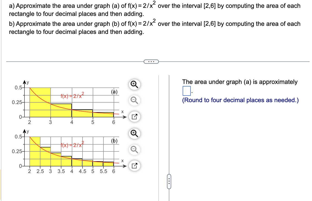 Solved a) Approximate the area under graph (a) of f(x)=2/x2 | Chegg.com