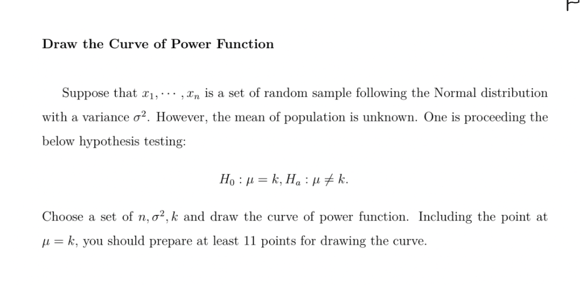 Draw the Curve of Power Function Suppose that x1,⋯,xn | Chegg.com
