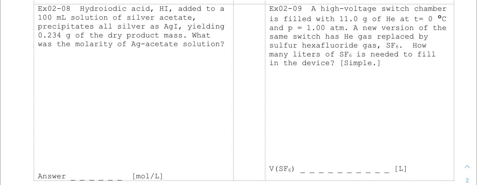 Solved Ex02-08 Hydroiodic acid, HI, added to a 100 mL | Chegg.com