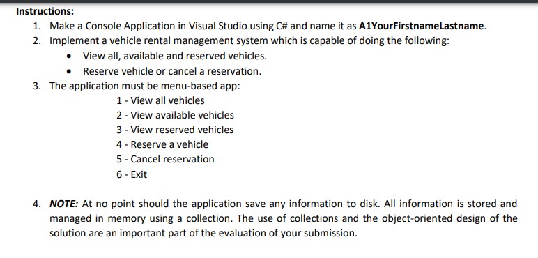 Solved 1. Make a Console Application in Visual Studio using | Chegg.com