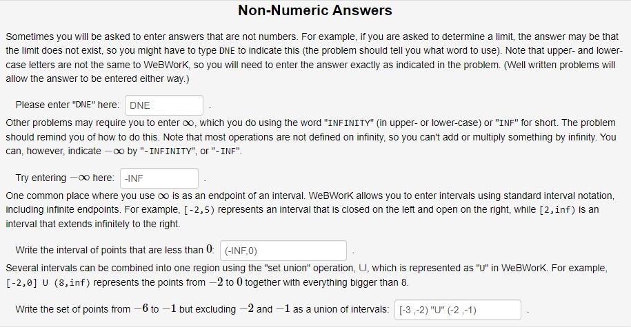 Solved Non-Numeric Answers Sometimes you will be asked to | Chegg.com