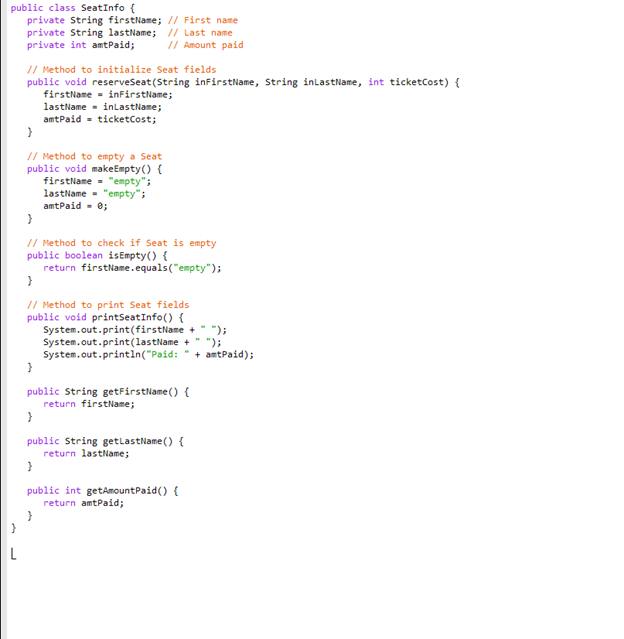 Solved I need some help with this lab.Lesson 13 Lab - Seat | Chegg.com