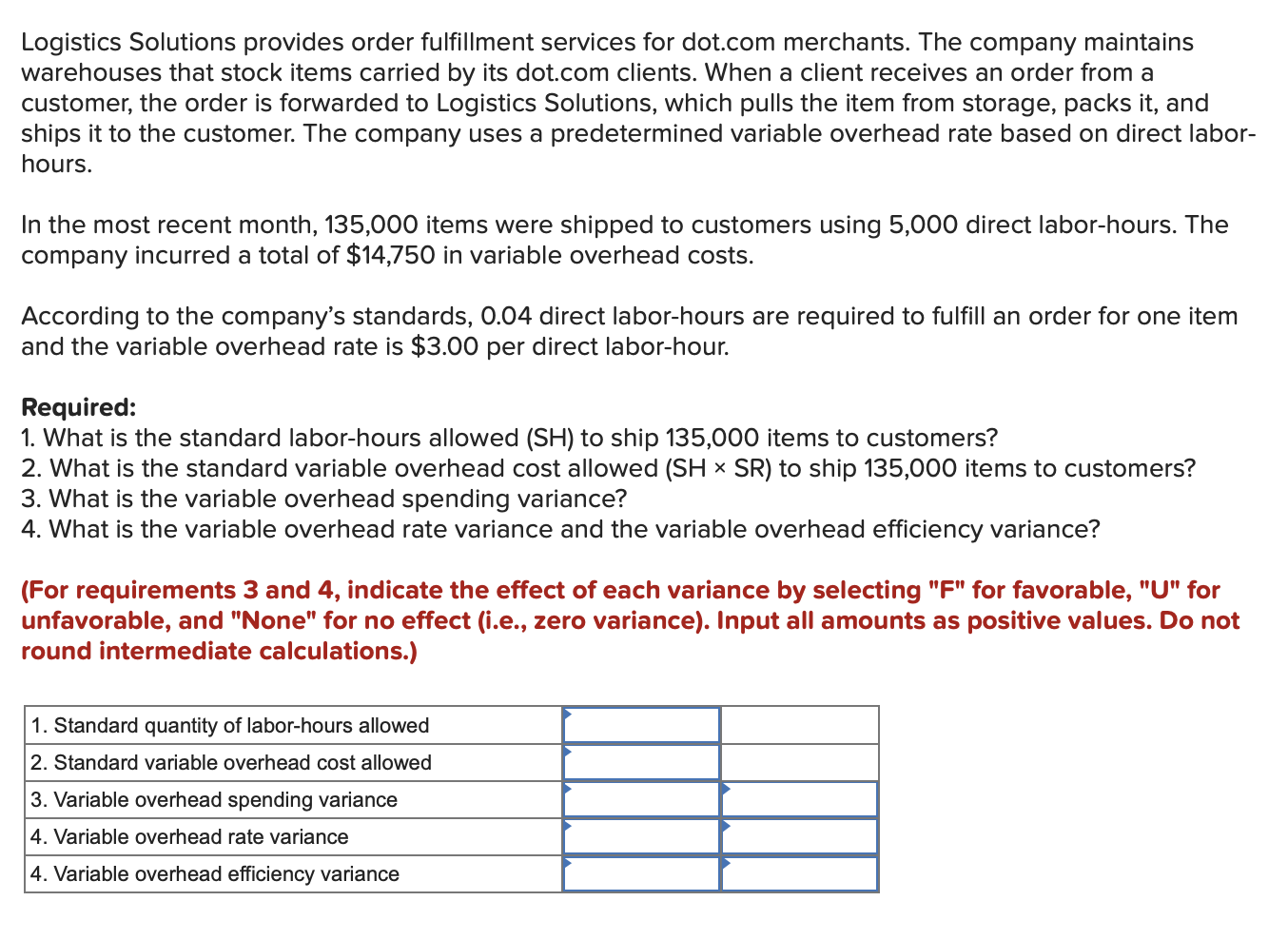 Solved Logistics Solutions provides order fulfillment | Chegg.com