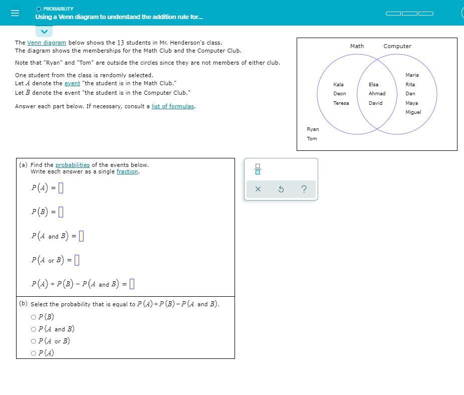 Solved III O PROBABILITY Using a Venn diagram to understand | Chegg.com