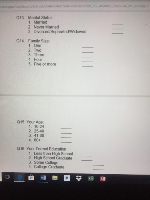 Solved Below you will see an actual questionnaire that was | Chegg.com