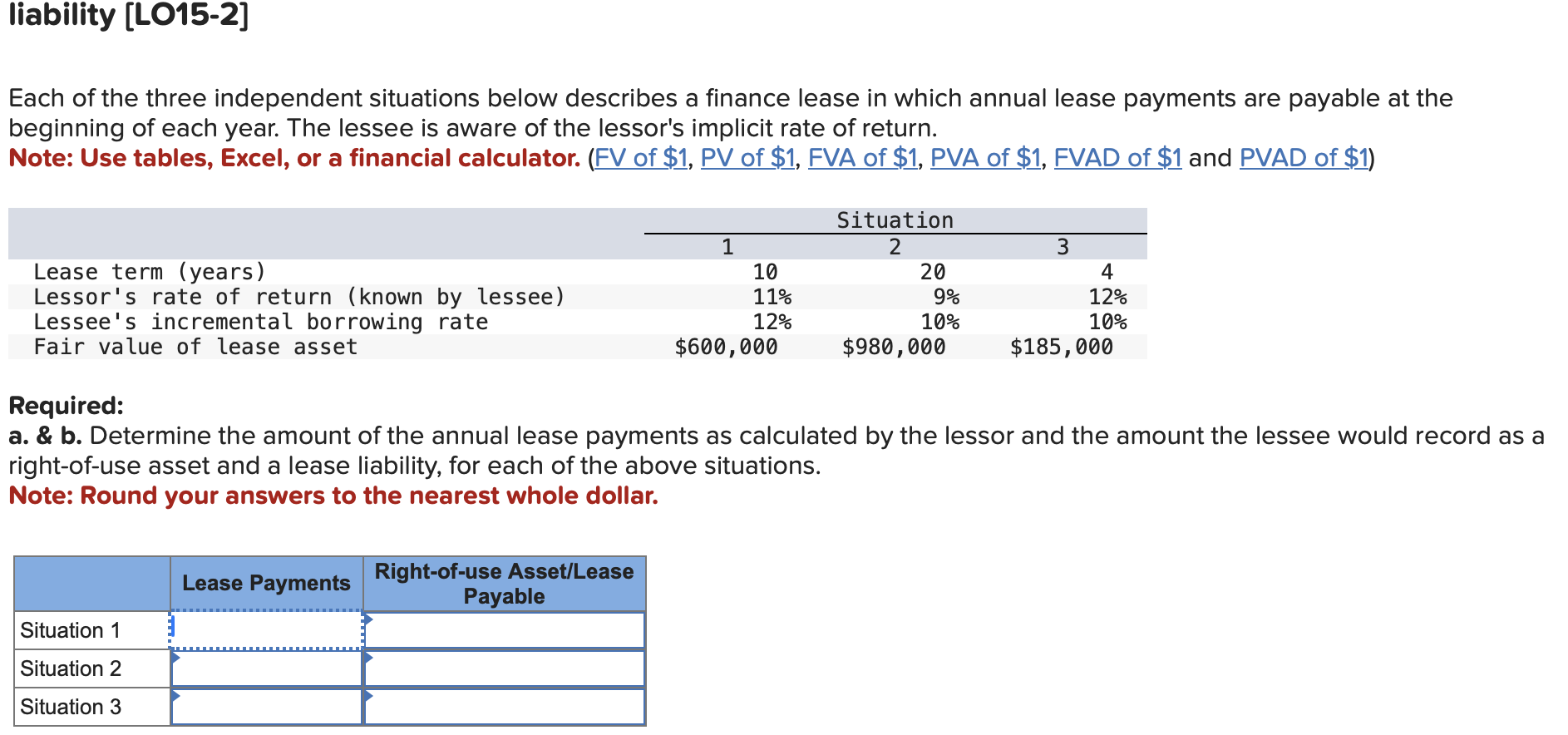 Solved liability [LO15-2]Each of the three independent | Chegg.com
