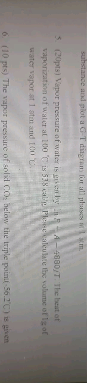 Solved substance and plot a G-T diagram for all phases at | Chegg.com